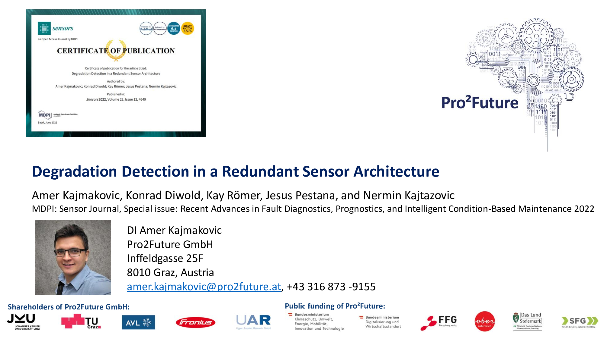 Degradation Detection in a Redundant Sensor Architecture – Pro²Future